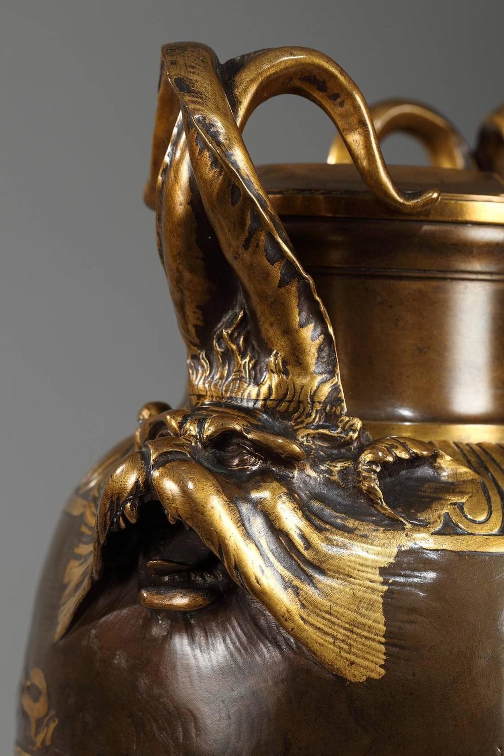 Pair of Bronze Vases by Ferdinand Barbedienne, 19th Century For Sale at ...