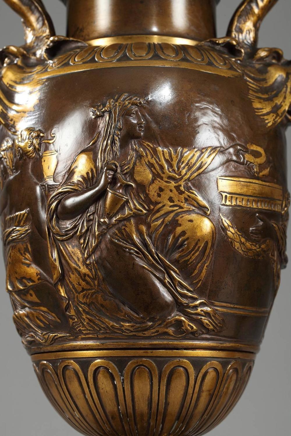 Pair of Bronze Vases by Ferdinand Barbedienne, 19th Century For Sale at ...