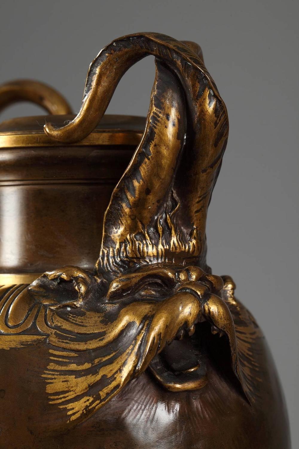 Pair of Bronze Vases by Ferdinand Barbedienne, 19th Century For Sale at ...