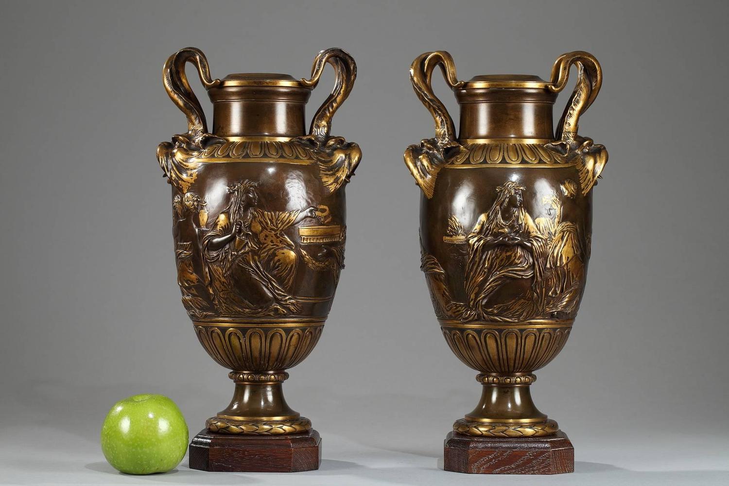 Pair of Bronze Vases by Ferdinand Barbedienne, 19th Century For Sale at ...