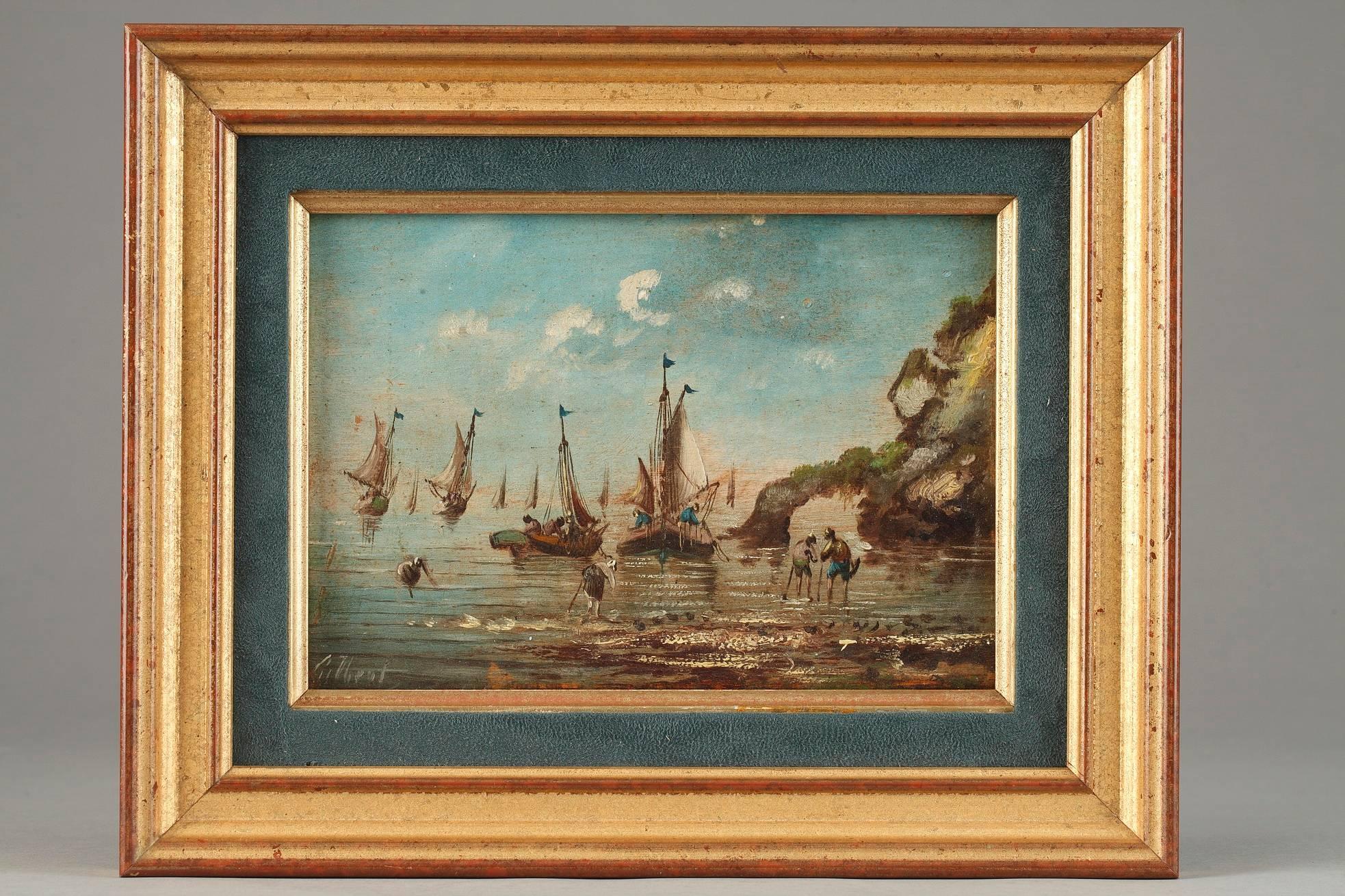 Pair of Seascape Oil Paintings by Pierre-Julien Gilbert at 1stDibs