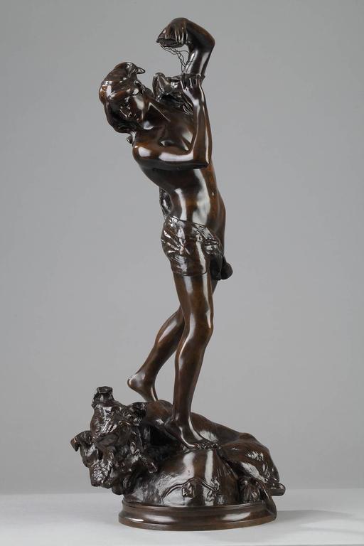 19th Century Bronze Sculpture "Orpheus and Cerberus" by Henri Peinte ...