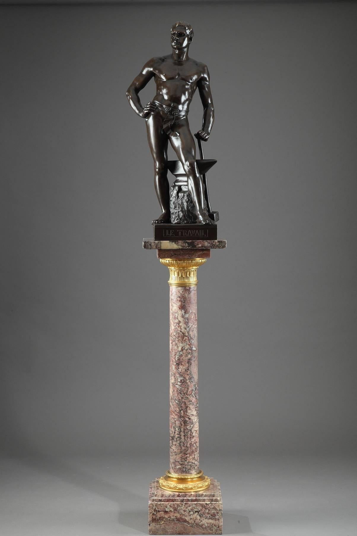 19th Century Napoleon III Brocatelle Marble Column For Sale at 1stDibs