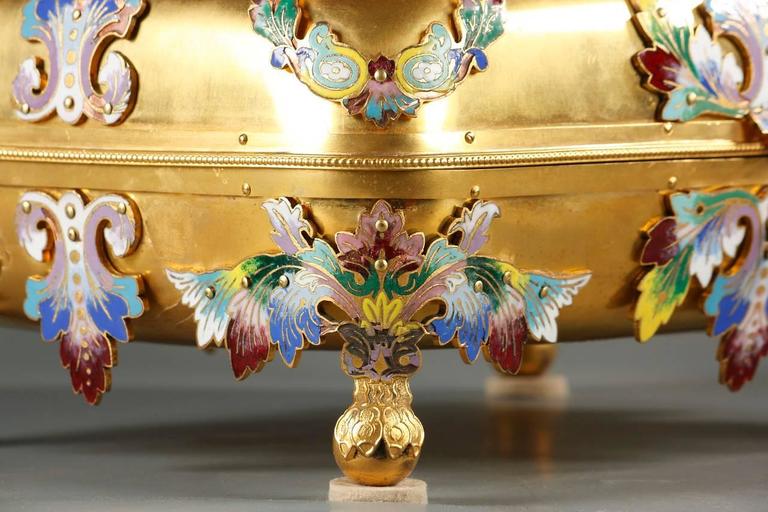19th Century Jewelry Box in Gilt Bronze and Polychrome Enamel at 1stDibs