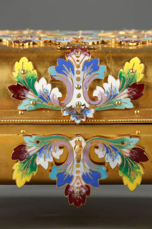 19th Century Jewelry Box in Gilt Bronze and Polychrome Enamel at 1stDibs