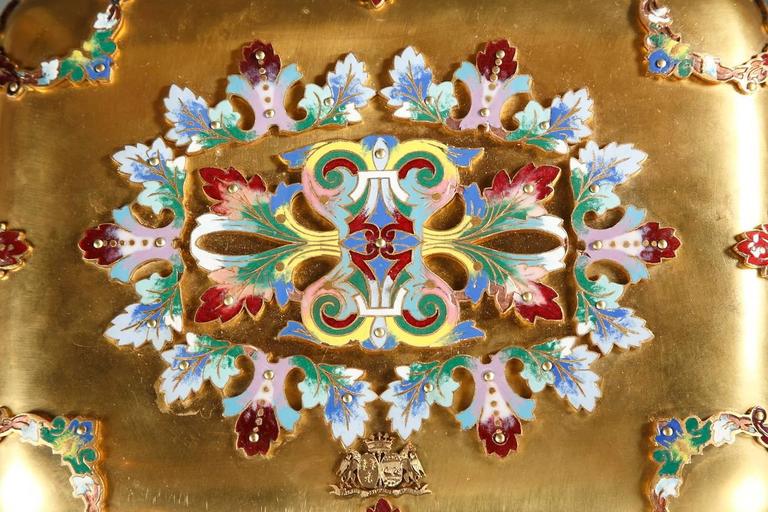 19th Century Jewelry Box in Gilt Bronze and Polychrome Enamel at 1stDibs