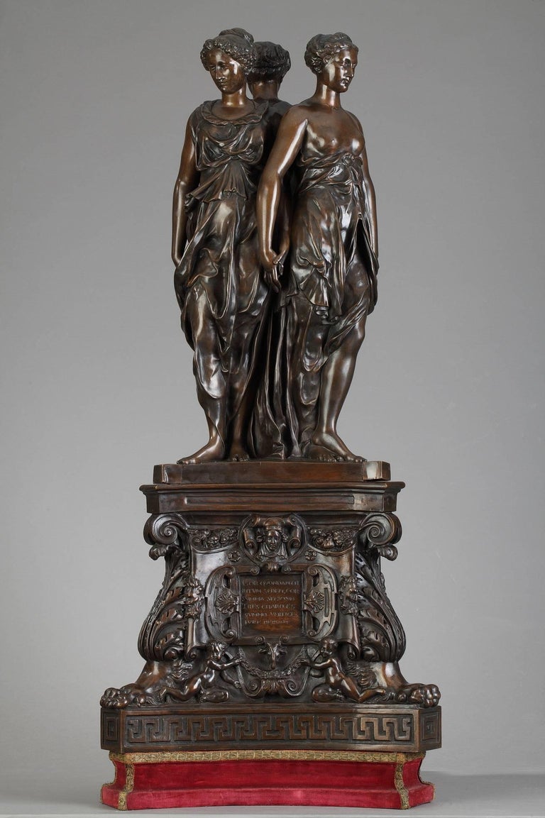 19th Century Large Bronze Figural Group, The Three Graces after Germain ...