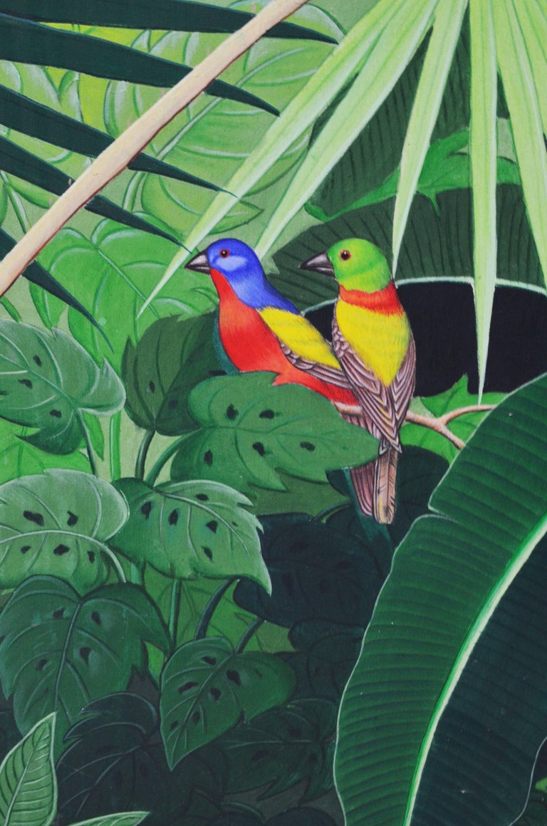 Italian Four Tropical and Colorful Oil on Canvas Panels by Spadacini ...