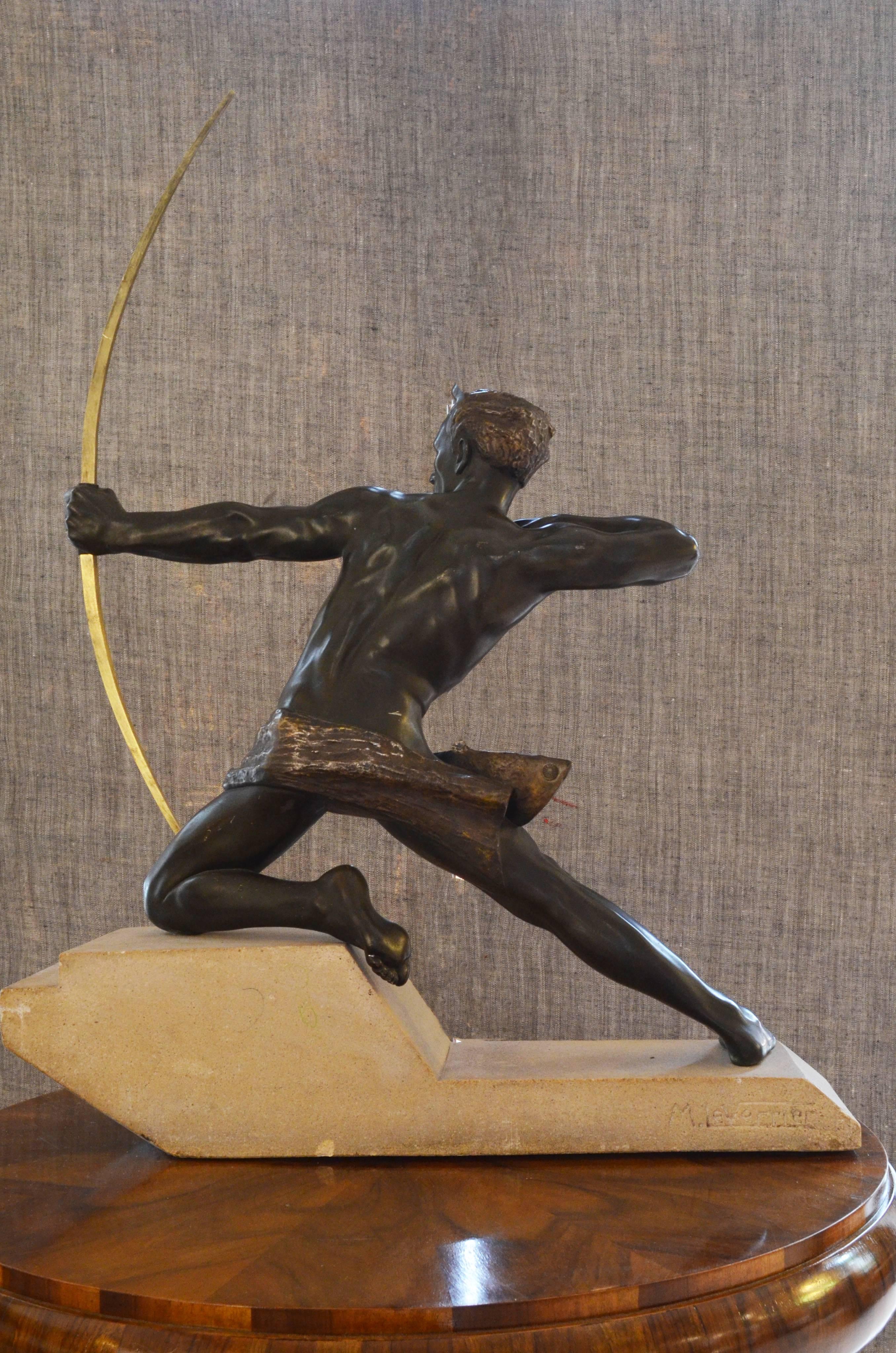 20th Century Art Deco Archer Sculpture, Signed Max Le Verrier at 1stDibs