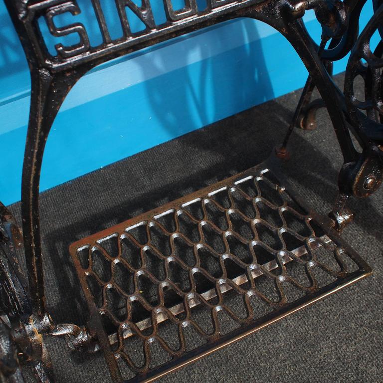 Singer Desk with Reclaimed Plank Top at 1stDibs