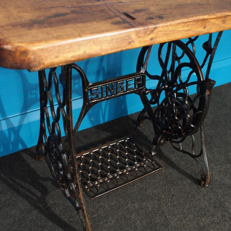 Singer Desk with Reclaimed Plank Top at 1stDibs