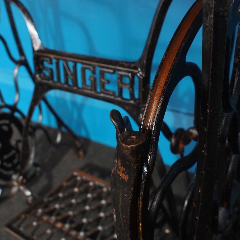 Singer Desk with Reclaimed Plank Top at 1stDibs