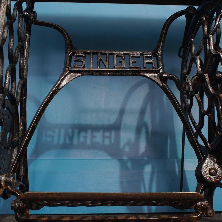 Singer Desk with Reclaimed Plank Top at 1stDibs