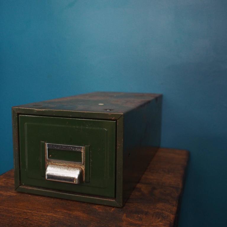 Single Vintage Steel Index Card Cabinet For Sale at 1stDibs