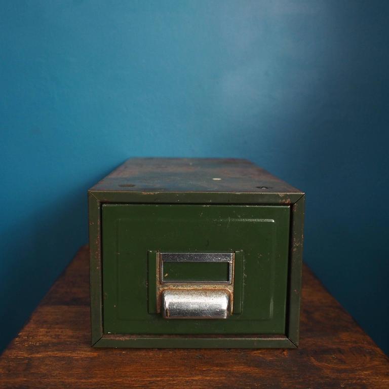 Single Vintage Steel Index Card Cabinet For Sale at 1stDibs