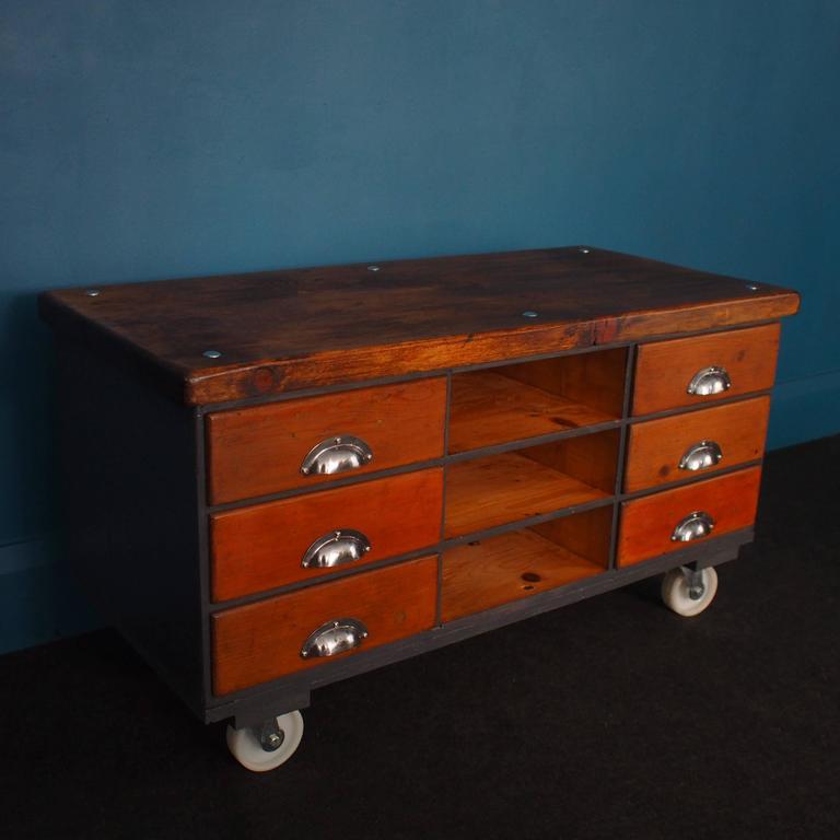 Vintage Rustic Industrial Storage Cabinet on Casters with Reclaimed ...