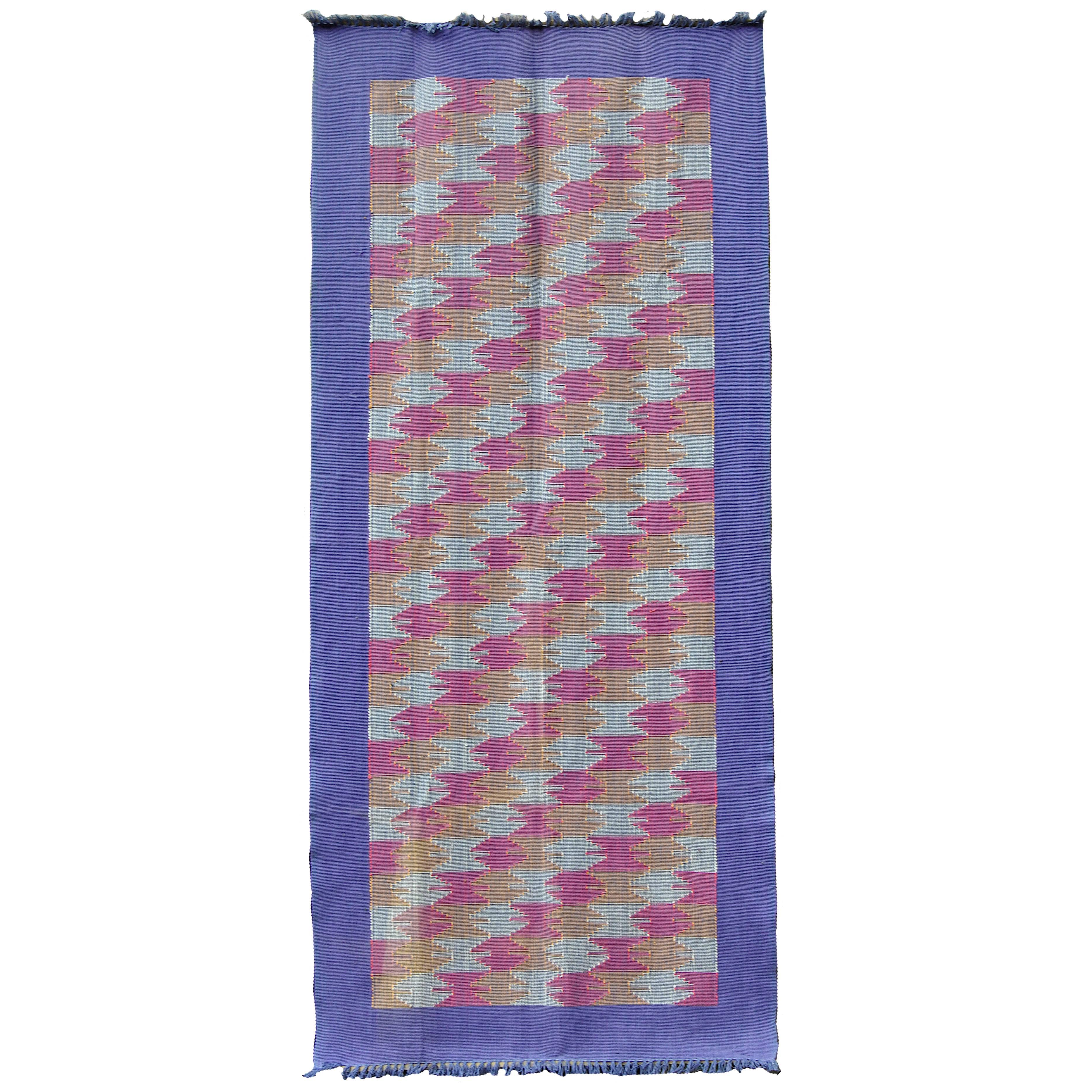 Vintage Ethnic Dhaka Pattern Purple Throw Rug from Nepal For Sale at ...