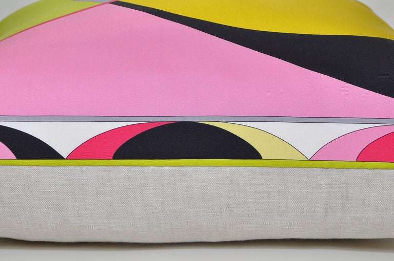 Vintage Pucci Yellow Geometric Silk Fabric and Irish Linen Cushion ...