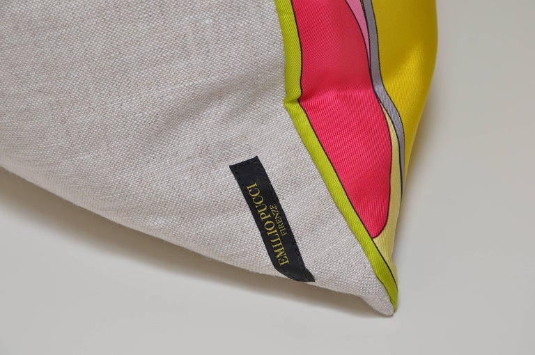 Vintage Pucci Yellow Geometric Silk Fabric and Irish Linen Cushion ...