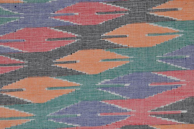 Vintage Ethnic Blue Dhaka Pattern Throw from Nepal at 1stDibs