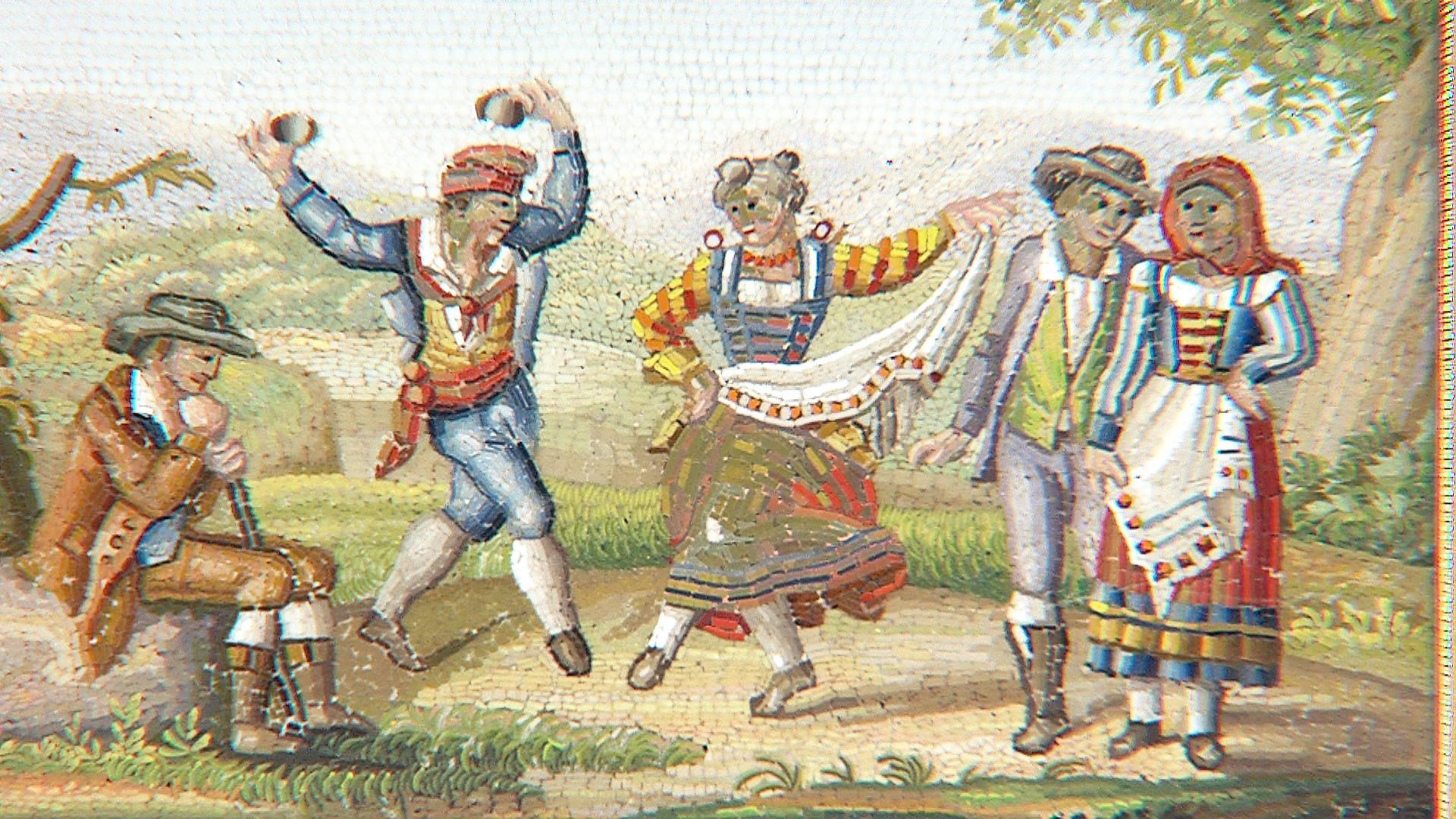 "Tarantella, " Tortoise Shell and Gold Snuff Box, with Micromosaic ...