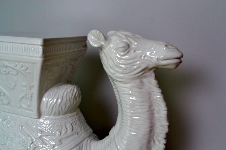 Decorative White Ceramic Camel Garden Stool Side Table Plant Stand ...