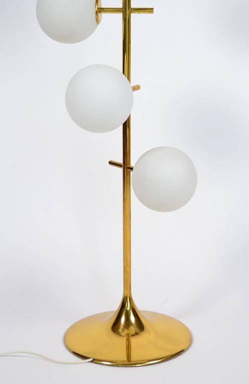 Brass and Swirling Opaline Glass Globes Floor Lamp by Temde ...