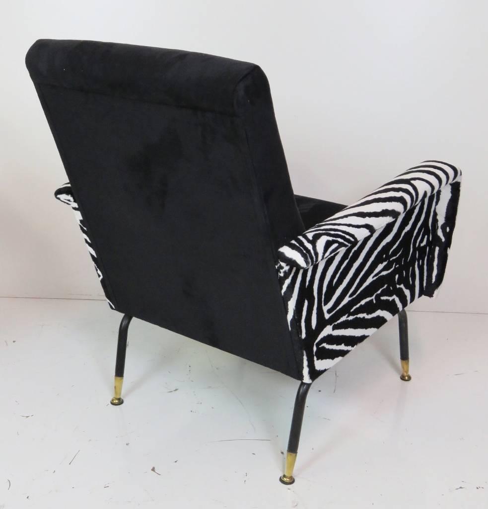 Pair of Modern Design Zebra Print Armchairs For Sale at 1stdibs
