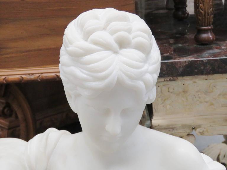 Large French 19th Century Carrara Marble Statue Reclining Lady in ...
