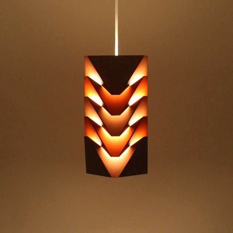 EKKO Pendant by Louis Weisdorf for Lyfa, 1968, Brown and Orange Ceiling ...