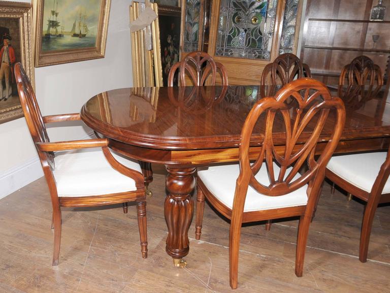 Victorian Style Dining Table Set with Hepplewhite Chairs Mahogany Suite ...