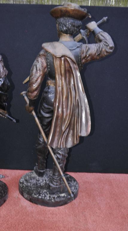 Pair of English Bronze Cavalier Soldiers Charles I Statues For Sale at ...