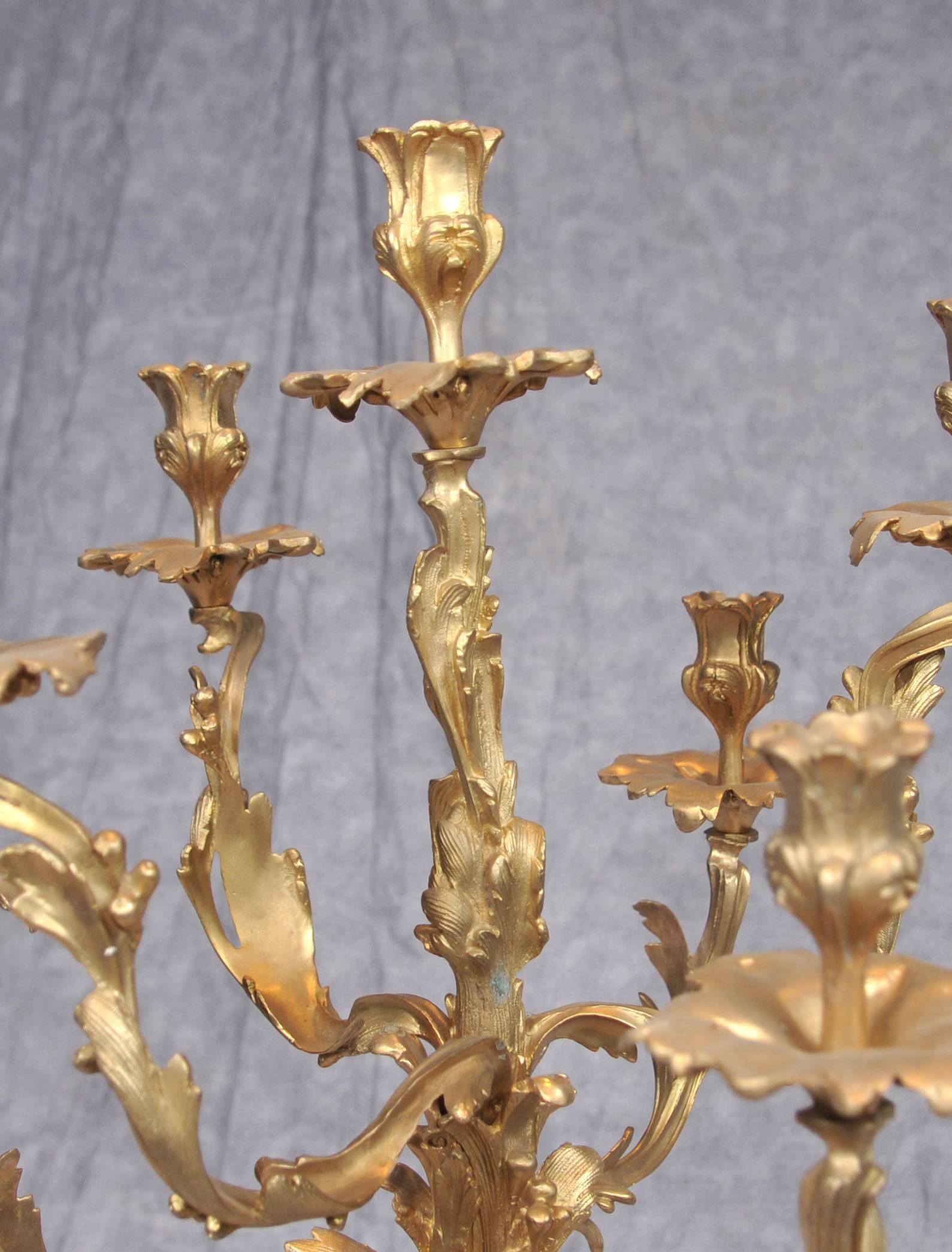 Pair of Large Victorian Style Ormolu Rococo Candelabras Bronze Candles ...