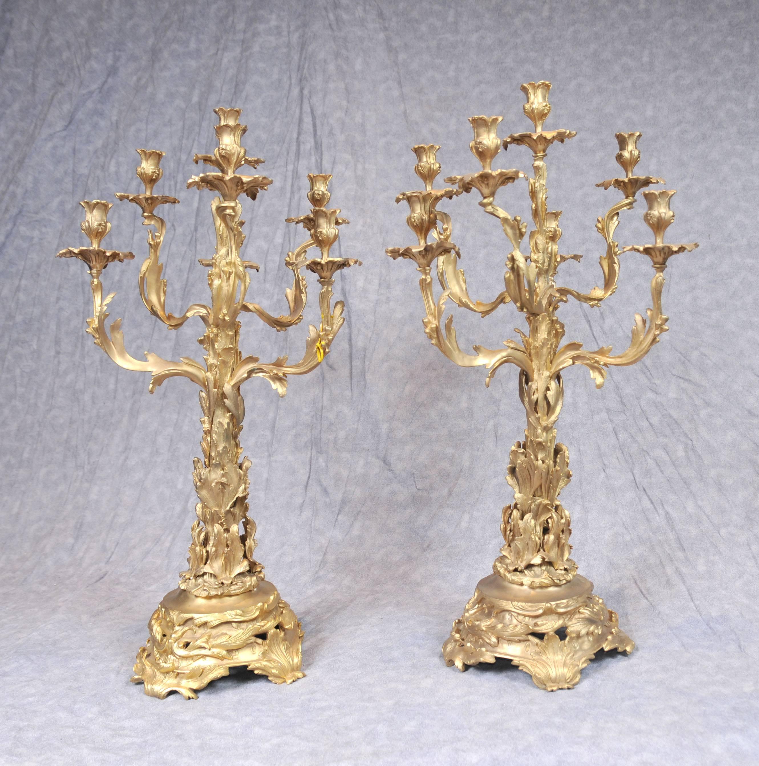 Pair of Large Victorian Style Ormolu Rococo Candelabras Bronze Candles ...