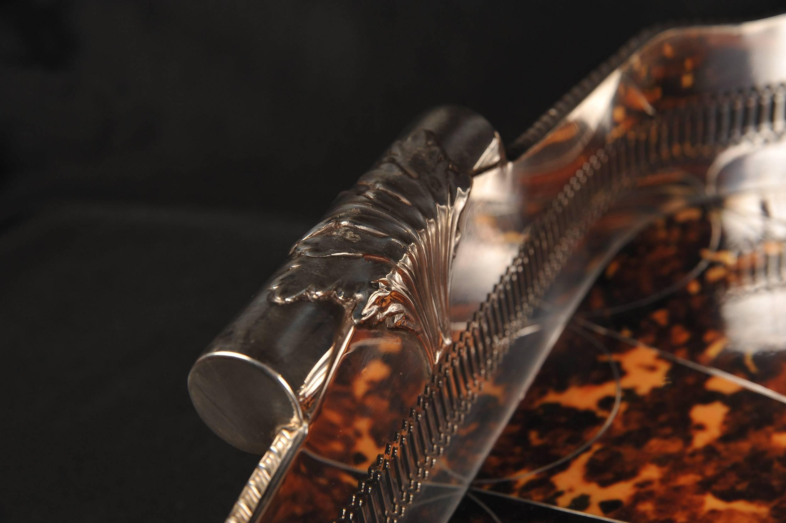 Tortoiseshell Silver Plate Serving Tray Platter Victorian Style For ...