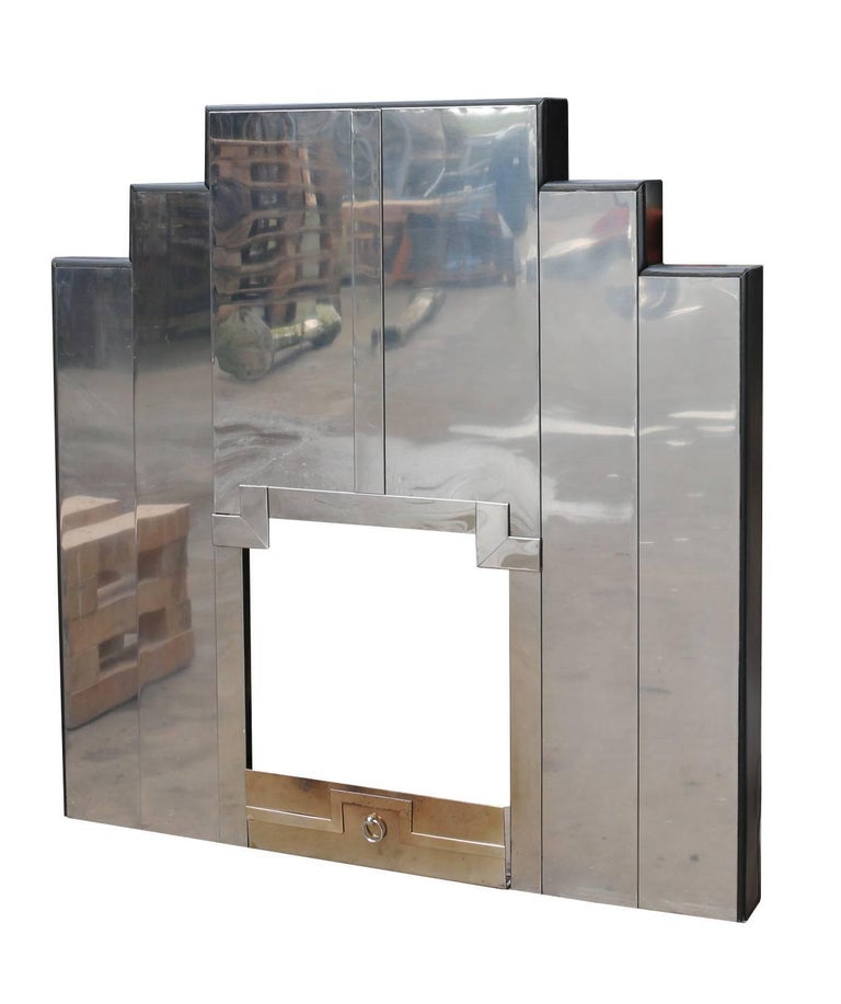 20th Century Art Deco Mirrored Finish Polished Stainless Steel Fire ...