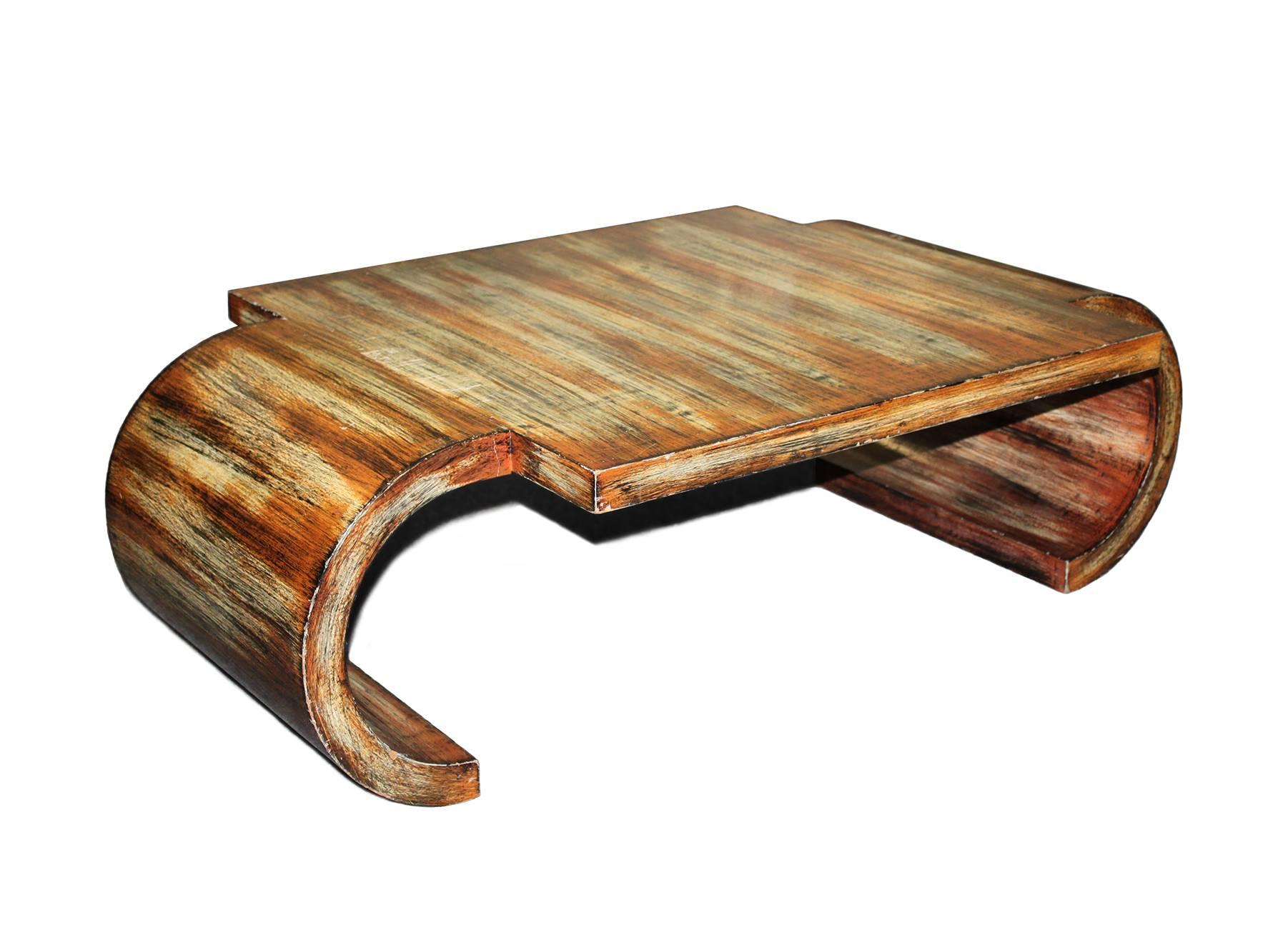 James Mont 20th Century Scroll Coffee Table with Polychrome Finish For ...
