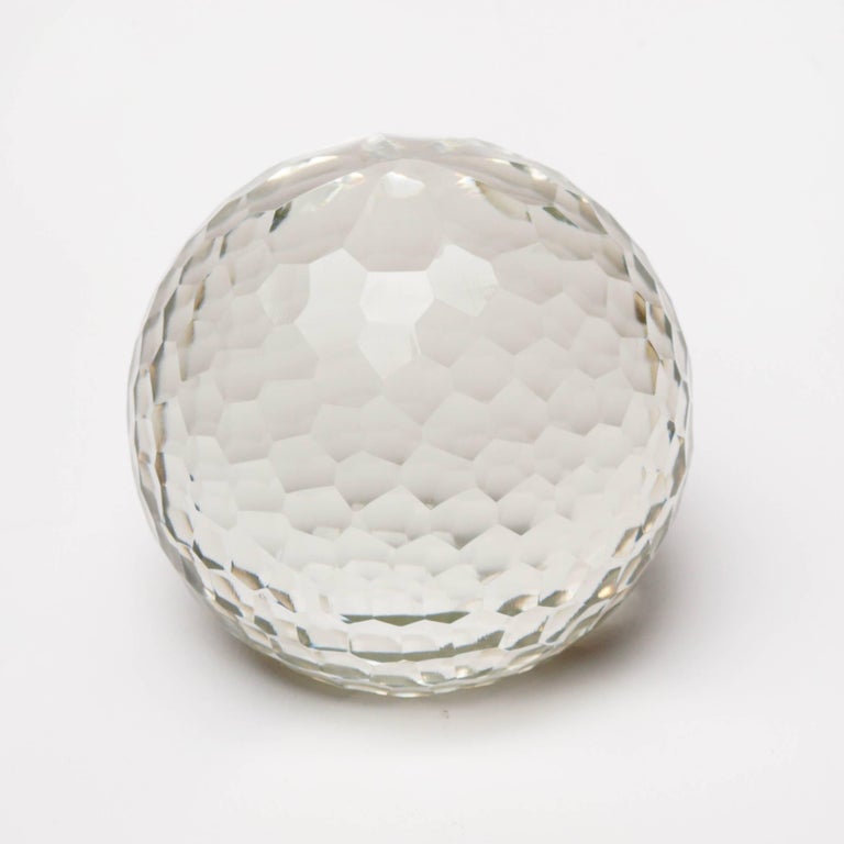 Round Honeycomb Crystal Glass Paperweight For Sale at 1stDibs