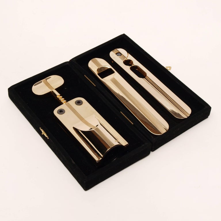Sleek early 1980s Italian Gold Bar Set at 1stDibs