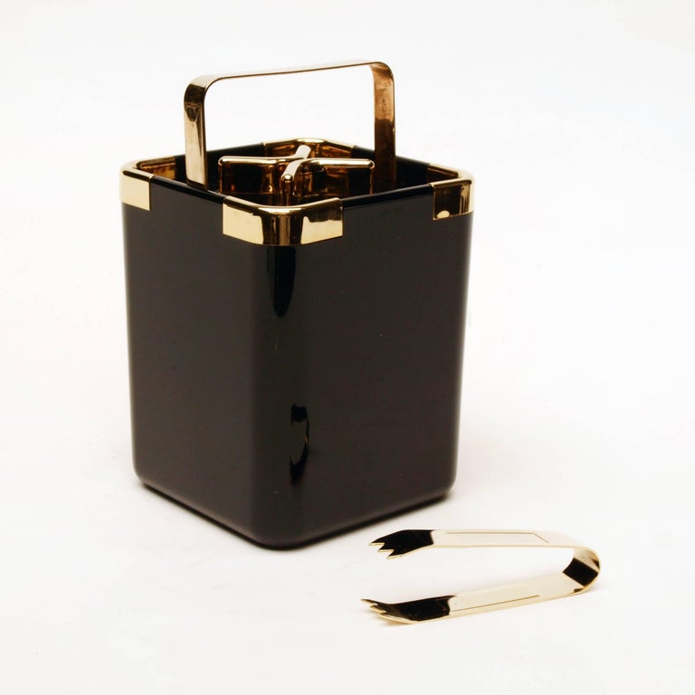 Turnwald Collection Black and Gold Early 1980s, Ice Bucket with Tongs ...