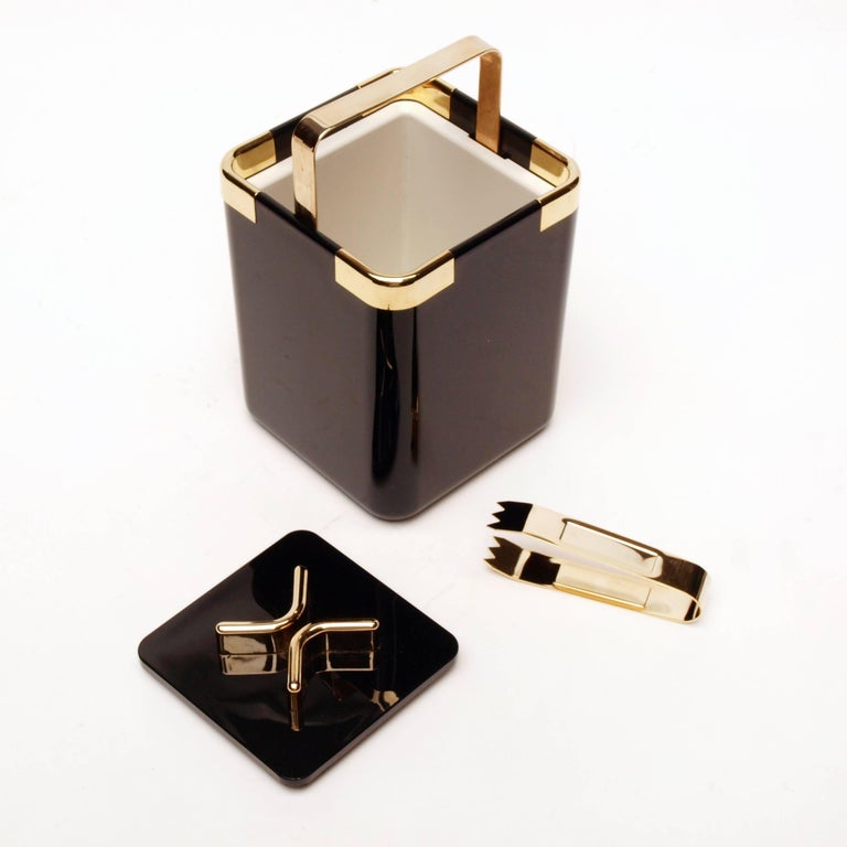 Turnwald Collection Black and Gold Early 1980s, Ice Bucket with Tongs ...
