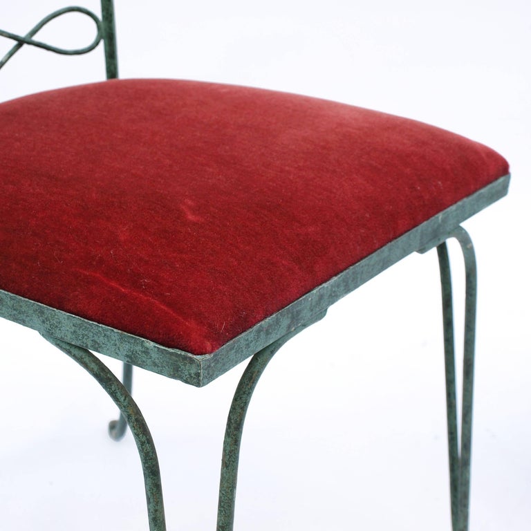 Pair of René Prou Verdigris Iron Chairs at 1stDibs