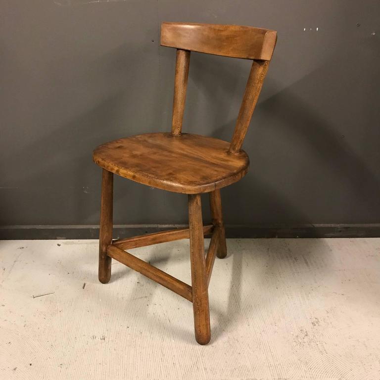 Native Three-Legged Beech Wooden Chair at 1stDibs
