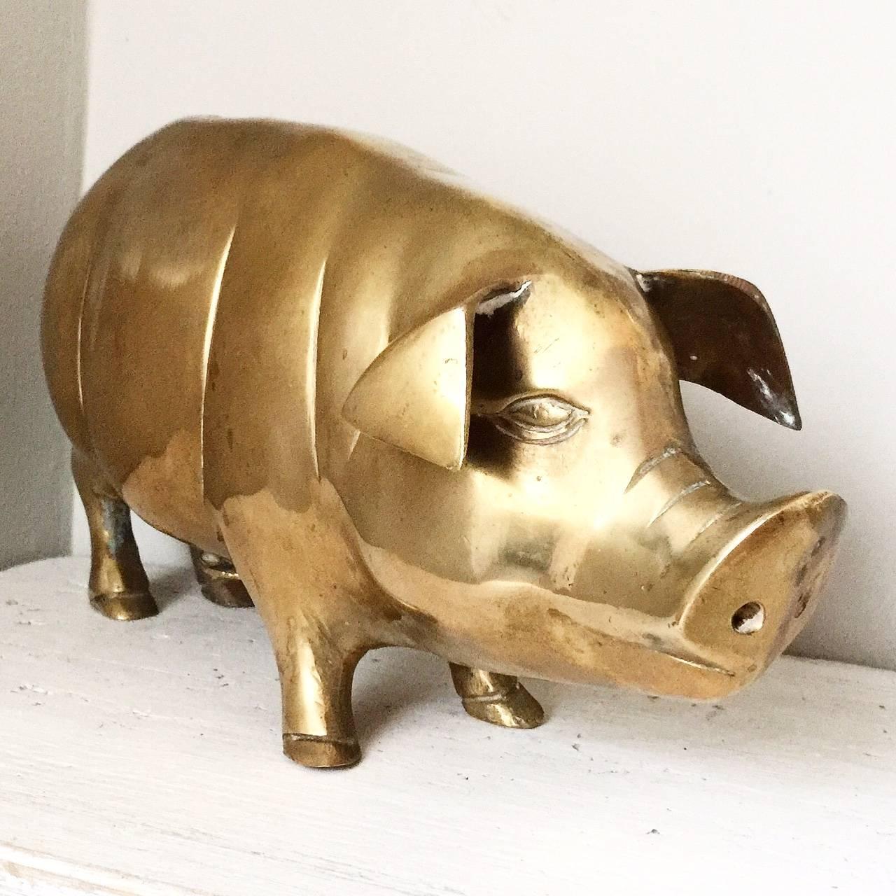 Antique English Cast Brass pig Butchers Shop Display Money Box at 1stdibs