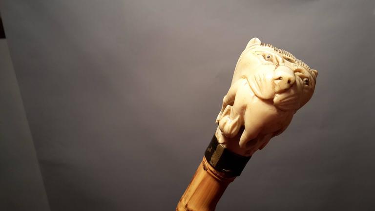 Contemporary Walking Stick "Lion eating a Gazelle" at 1stDibs