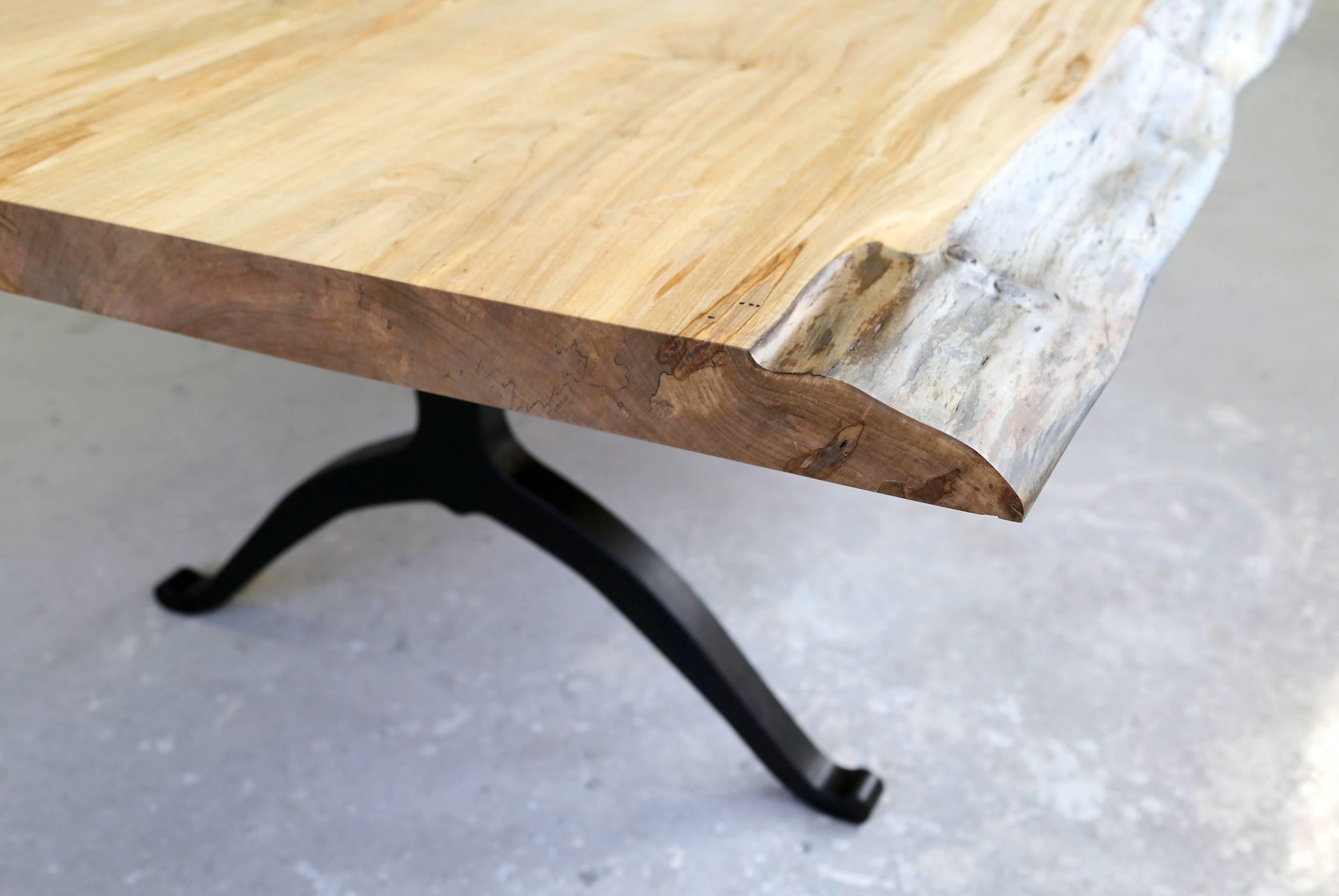 Sentient Signature Ambrosia Maple Live Edge Slab Table Steel Wishbone ...