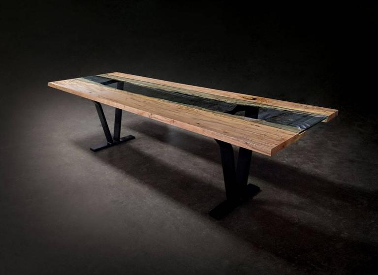 Sentient Colorado Table 120" Live Edge Ambrosia Maple Slab, Blackened ...