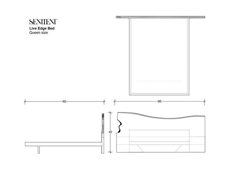 Sentient Live-Edge Bed Black American Walnut Slab Queen-Sized Leather ...