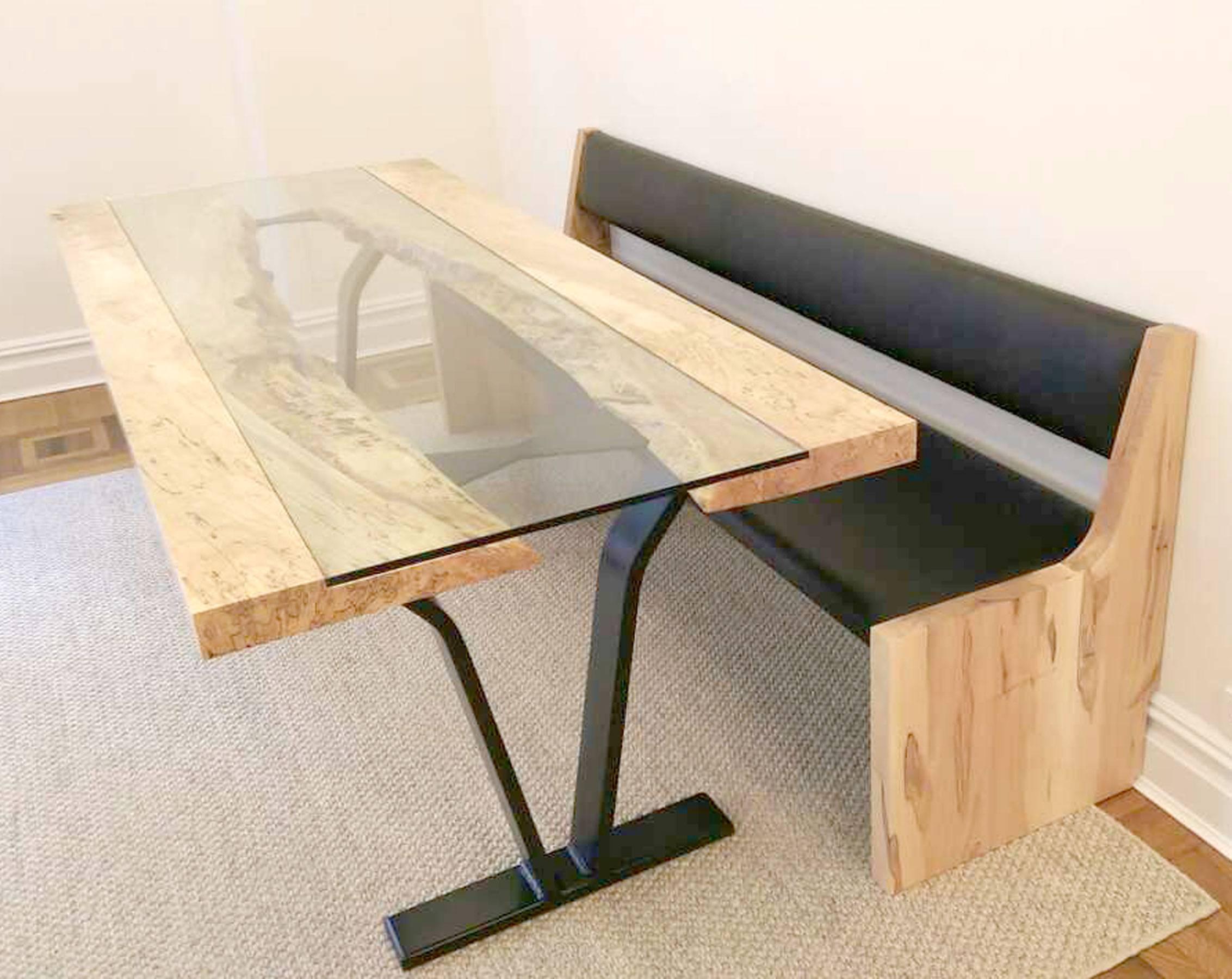 Sentient Upholstered Banquette Bench in Maple Hardwood For Sale at ...