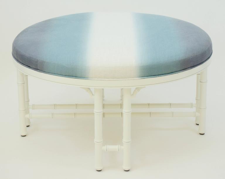 Vintage Round Ottoman with Faux Bamboo Detailing at 1stDibs